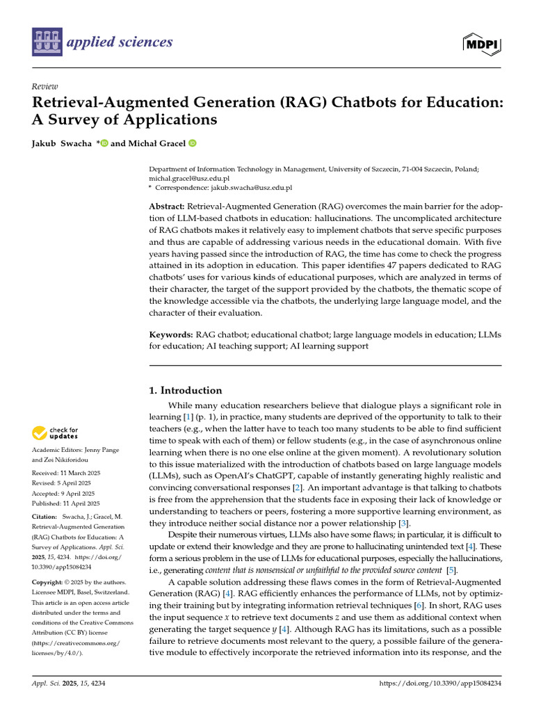 Retrieval Augmented Generation Rag Chatbots For Ed Pdf Artificial Intelligence