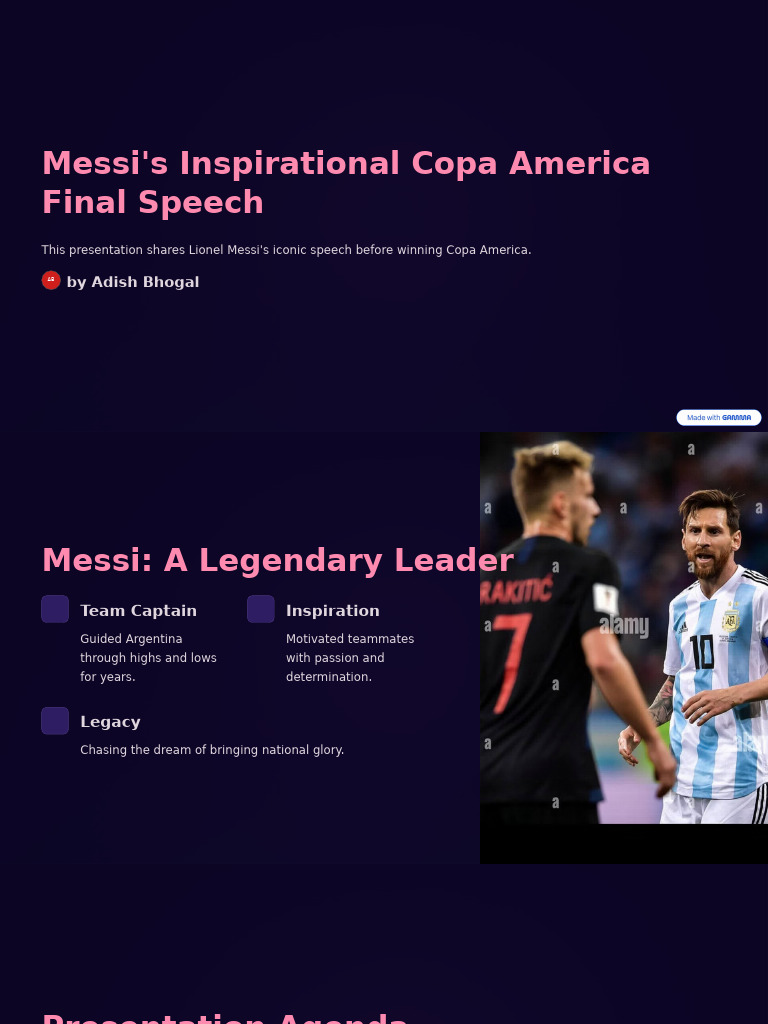 Messis Inspirational Copa America Final Speech | PDF