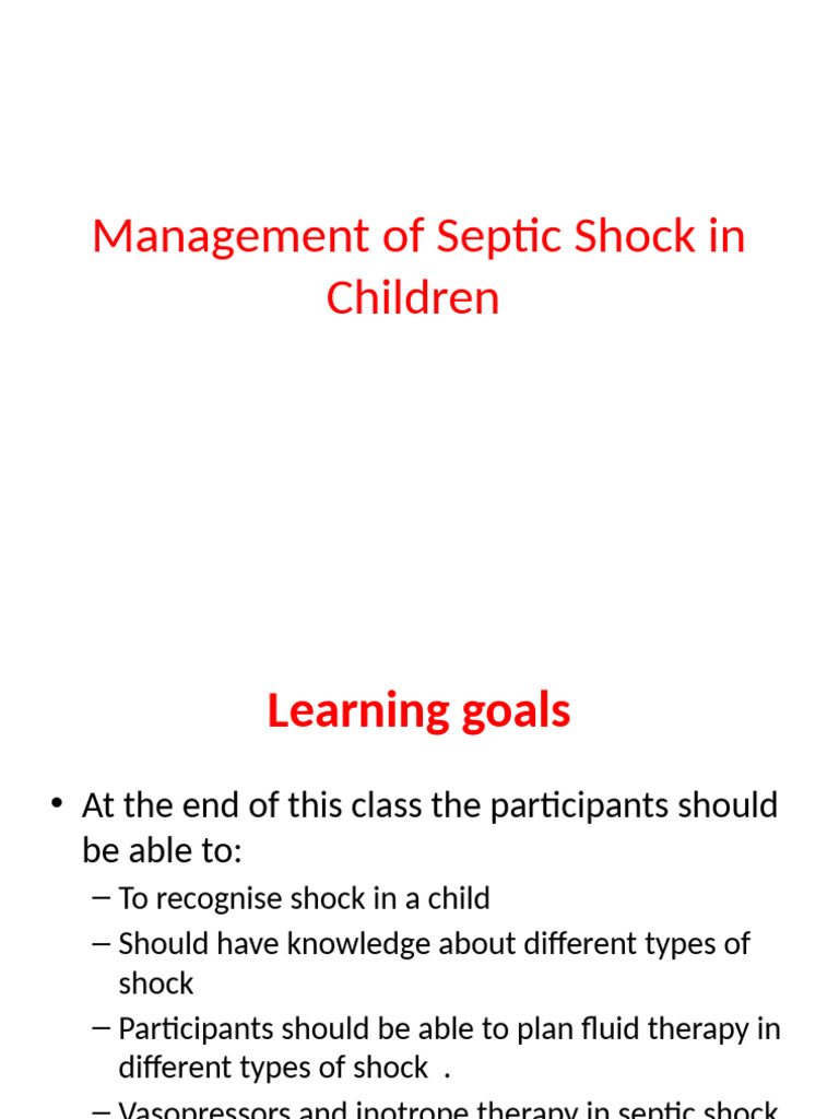 Management of Shock in Children | PDF | Shock (Circulatory) | Physiology