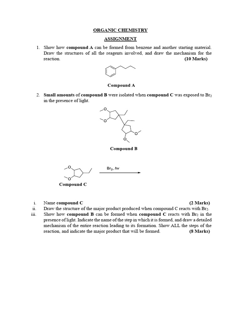 Assignment Organic Chemistry 2025 Nche31205 | PDF