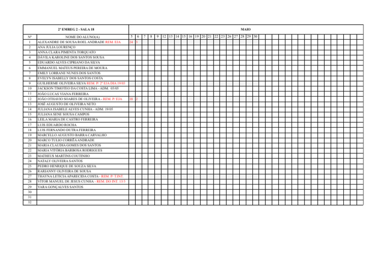 Noturno Chamada 2025 - 2º EMREG 2-1 | PDF