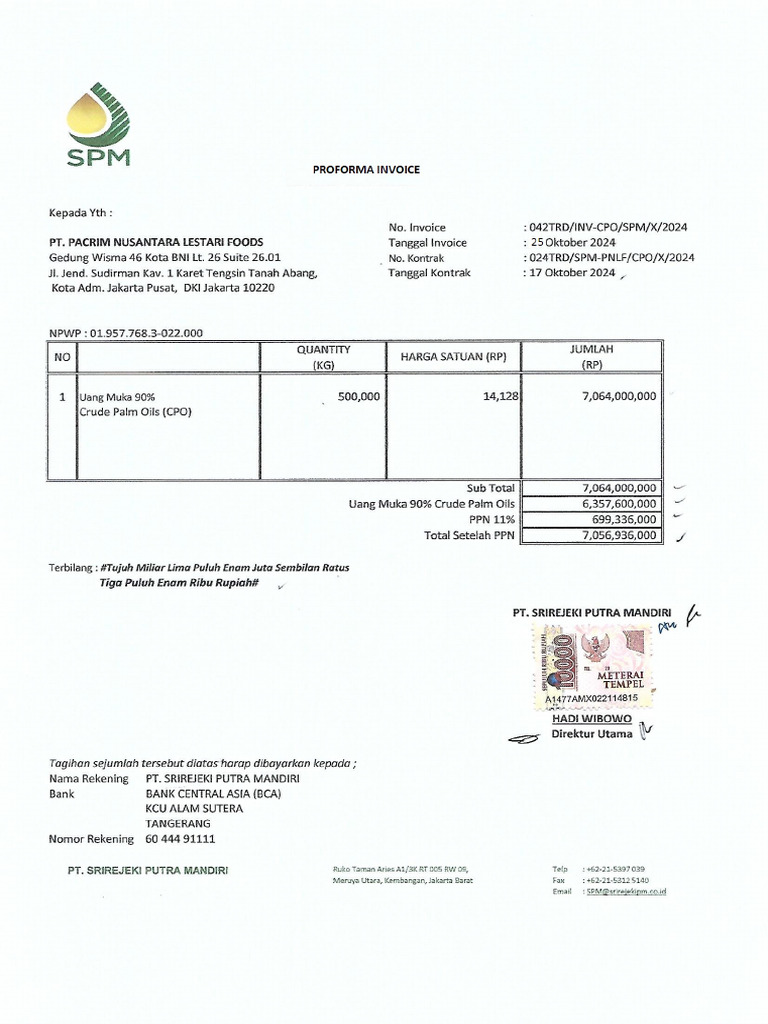 Proforma INV DP 90% | PDF