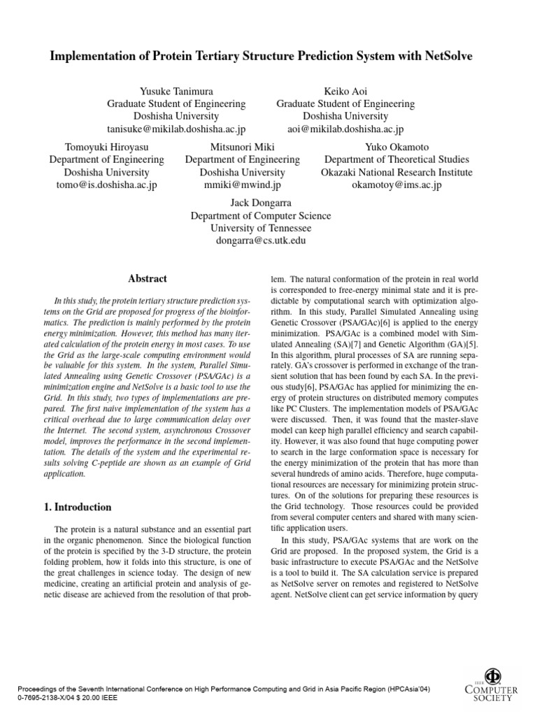 Implementation of Protein Tertiary Structure Prediction System w | PDF | Grid Computing | Proteins