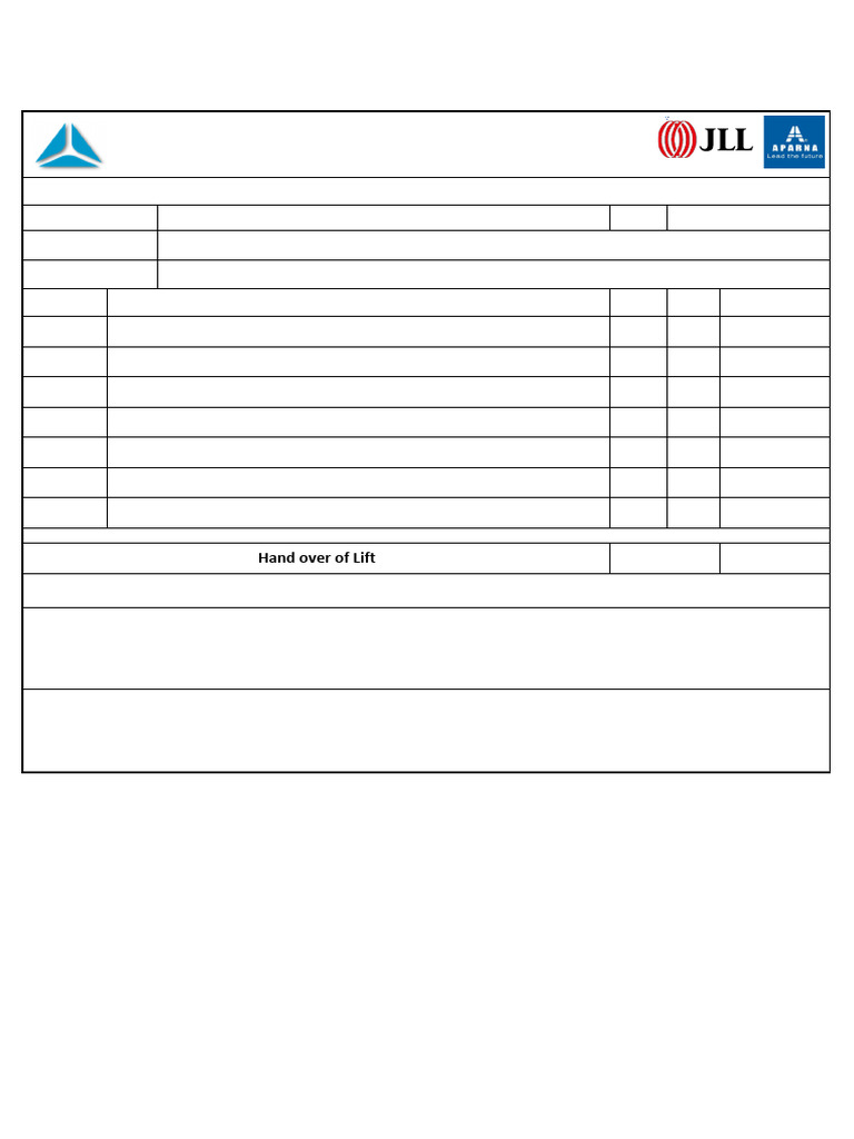 Lift Handing Over Checklist | PDF