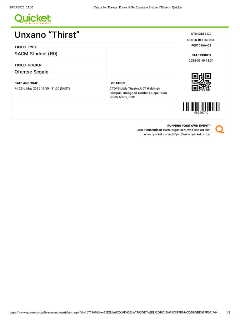 Ofentse Ticket | PDF
