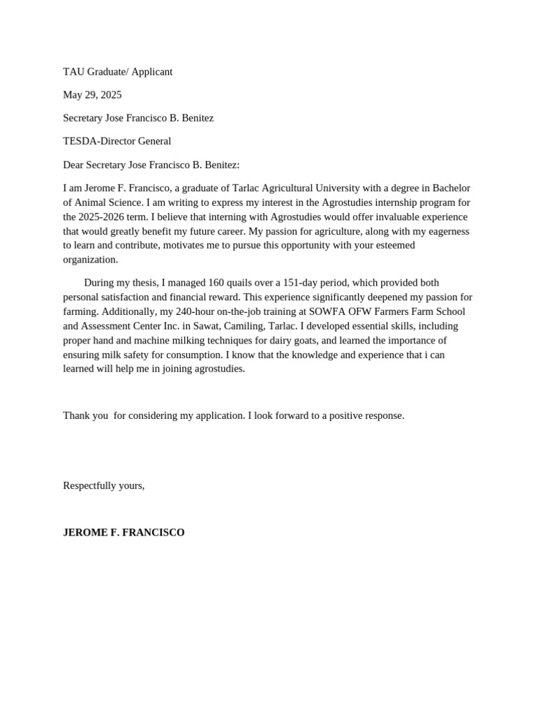 Application Letter Jerome | PDF