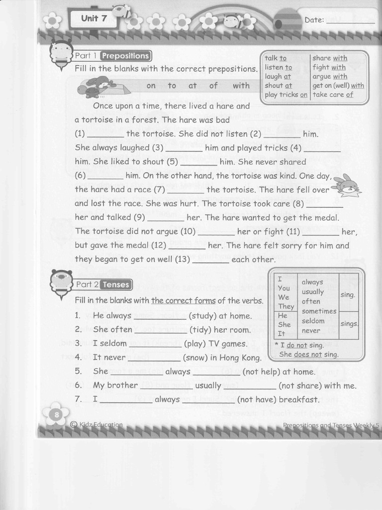 (5E4) Bee Publishing Preposition & Tenses Weekly 2 | PDF