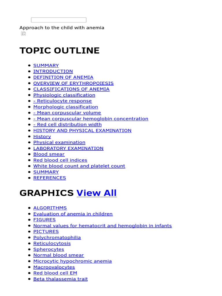 Pediatric Anemia Diagnosis Guide | PDF | Anemia | Red Blood Cell
