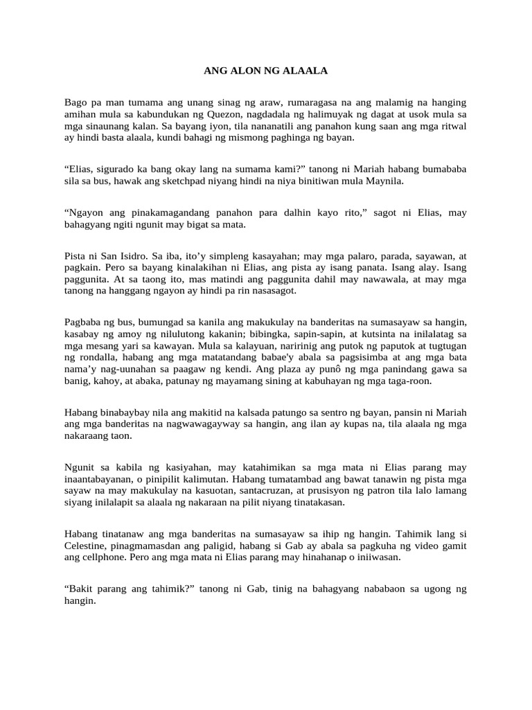 ANG ALON NG ALAALA REVISED 15 Pages J | PDF