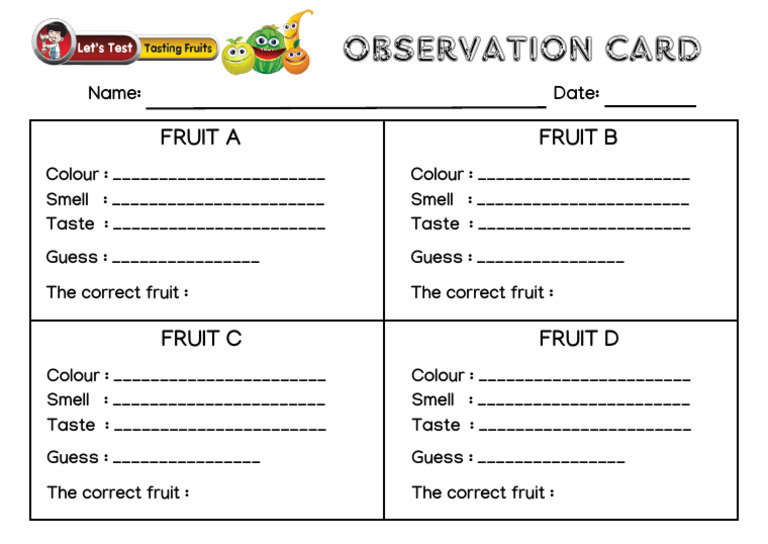 Science Year 1 Tasting Fruit Observation Card | PDF