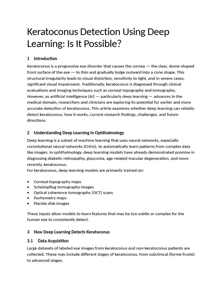 Keratoconus Detection Using Deep Learning - Is It Possible | PDF | Deep Learning | Receiver ...