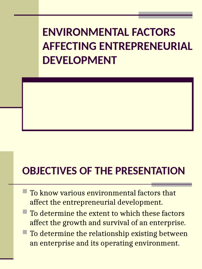 Environmental Factors Affecting Entrepreneurial Development | PDF ...