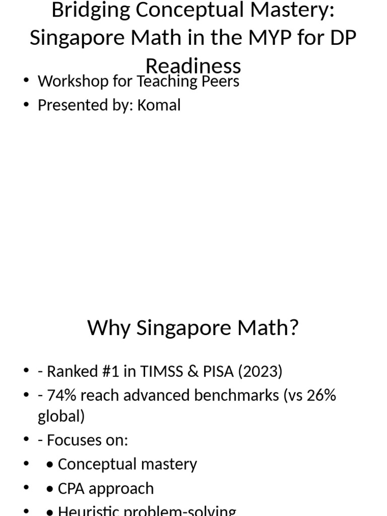 Singapore Math MYP DP Presentation | PDF