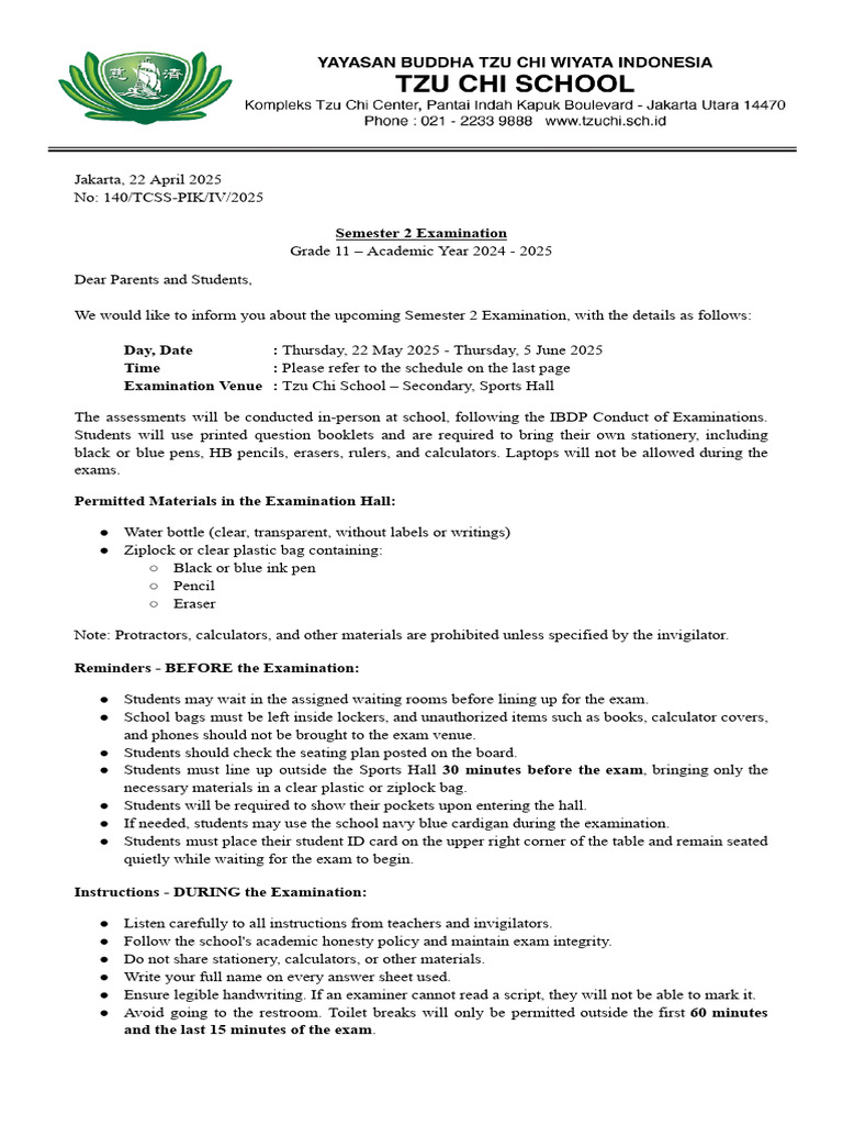 Grade 11 Semester 2 Exam Guidelines | PDF