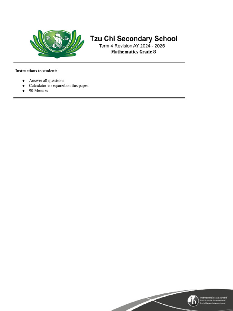 Term 4 Examination Revision Part 1 | PDF | Mean | Sphere