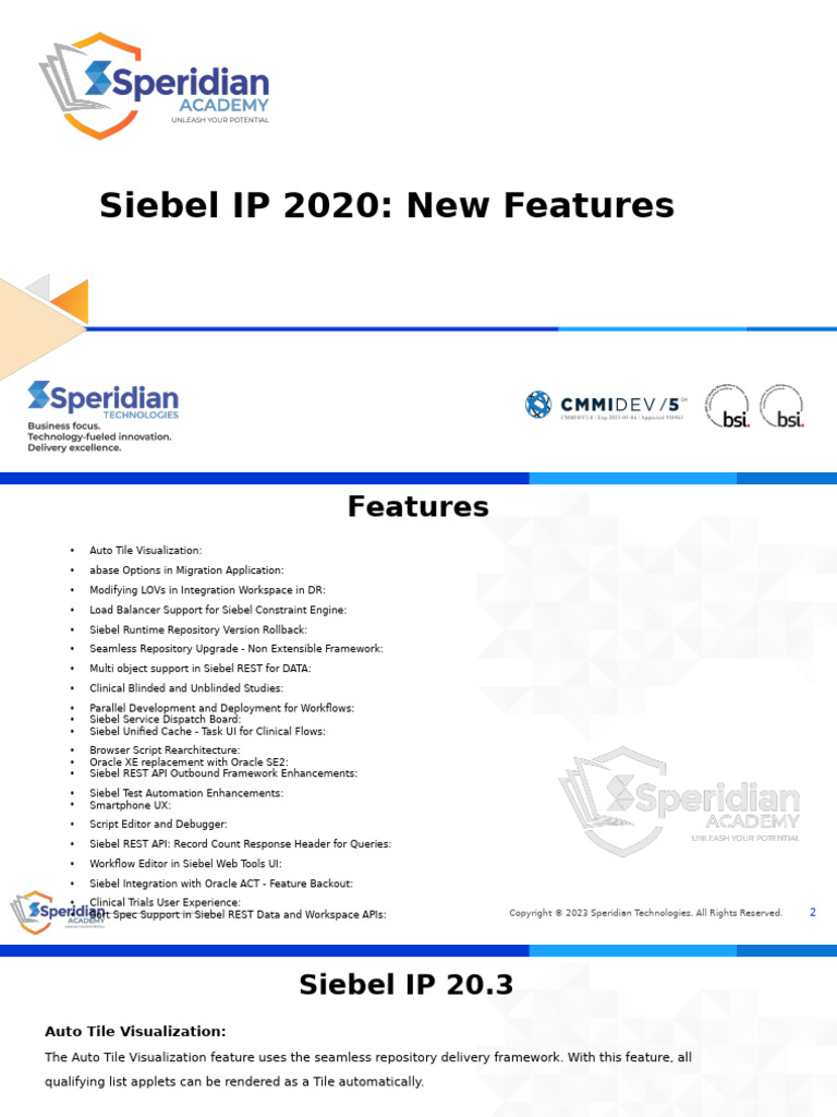 Siebel IP 2020 New Features | PDF | User Interface | Oracle Corporation