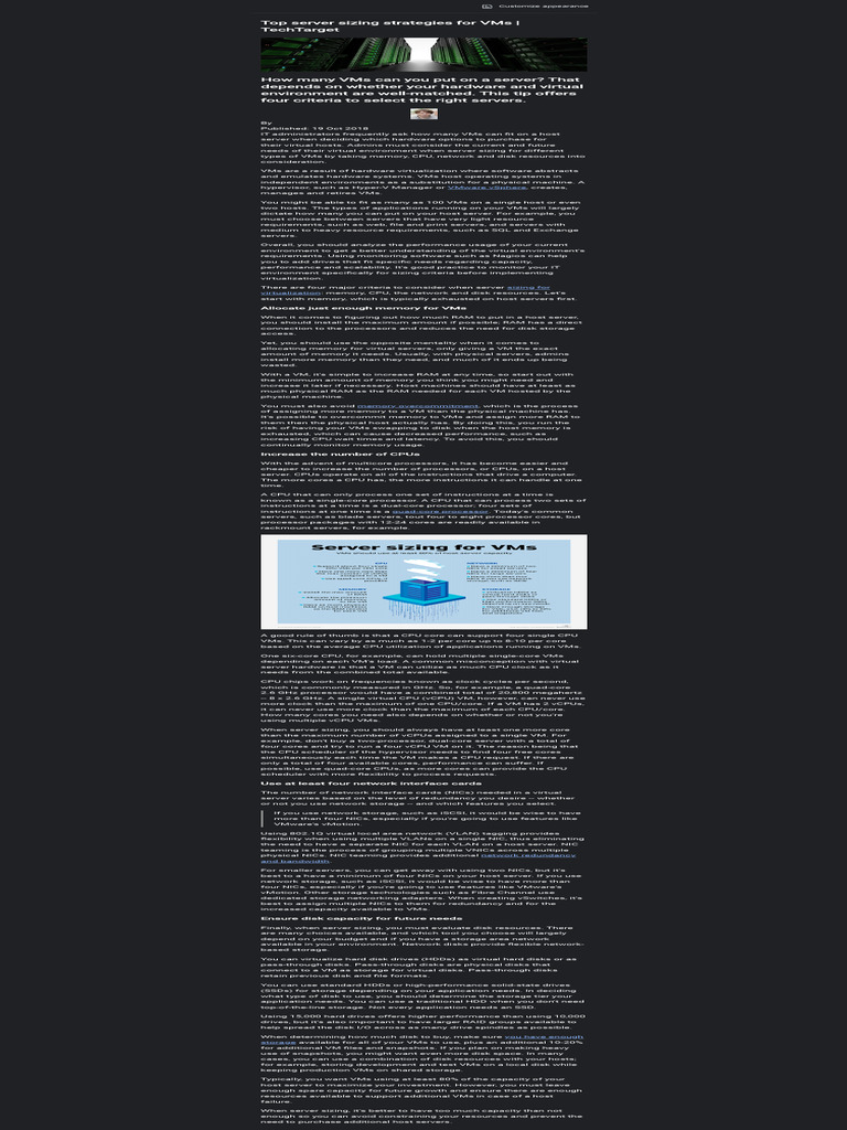 Top Server Sizing Strategies For VMs - TechTarget - Reader Mode | PDF | Hard Disk Drive ...