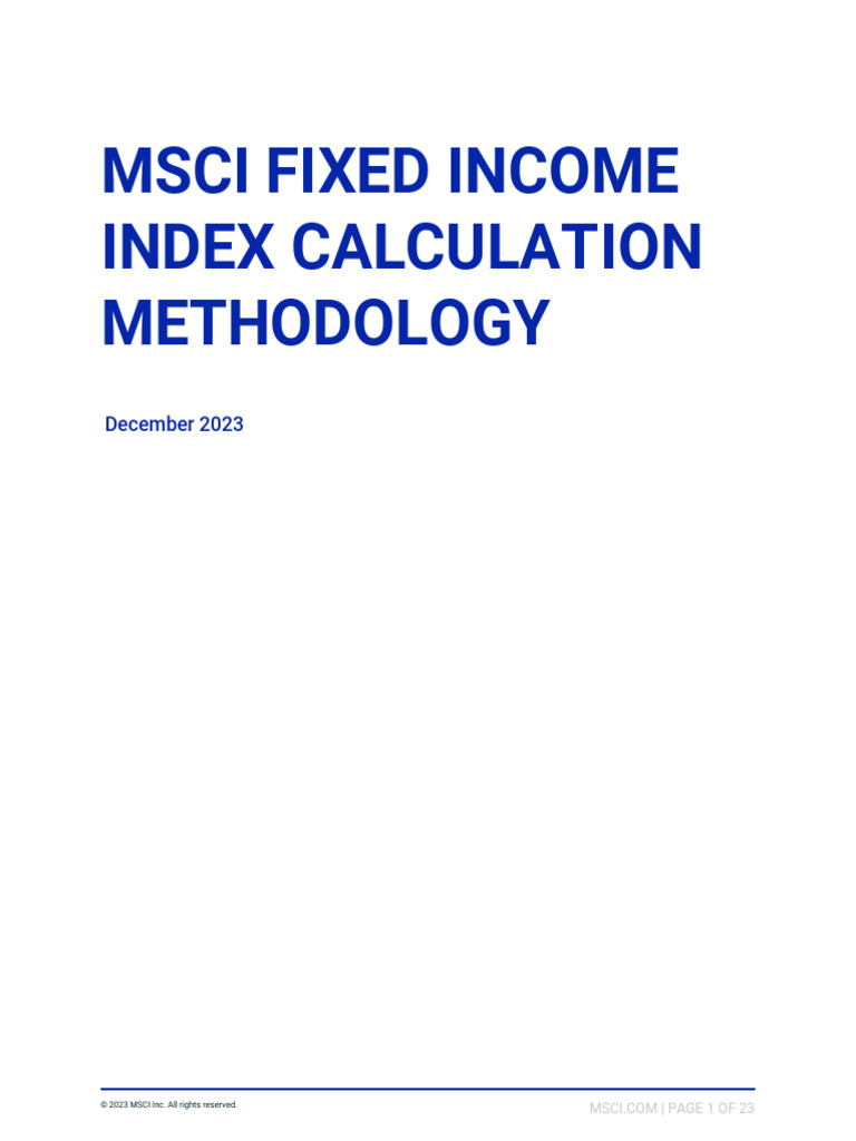 MSCI Fixed Income Index Methodology | PDF | Fixed Income | Bonds (Finance)