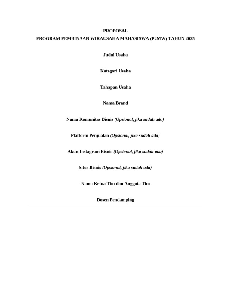 Form Proposal p2mw 2025 | PDF