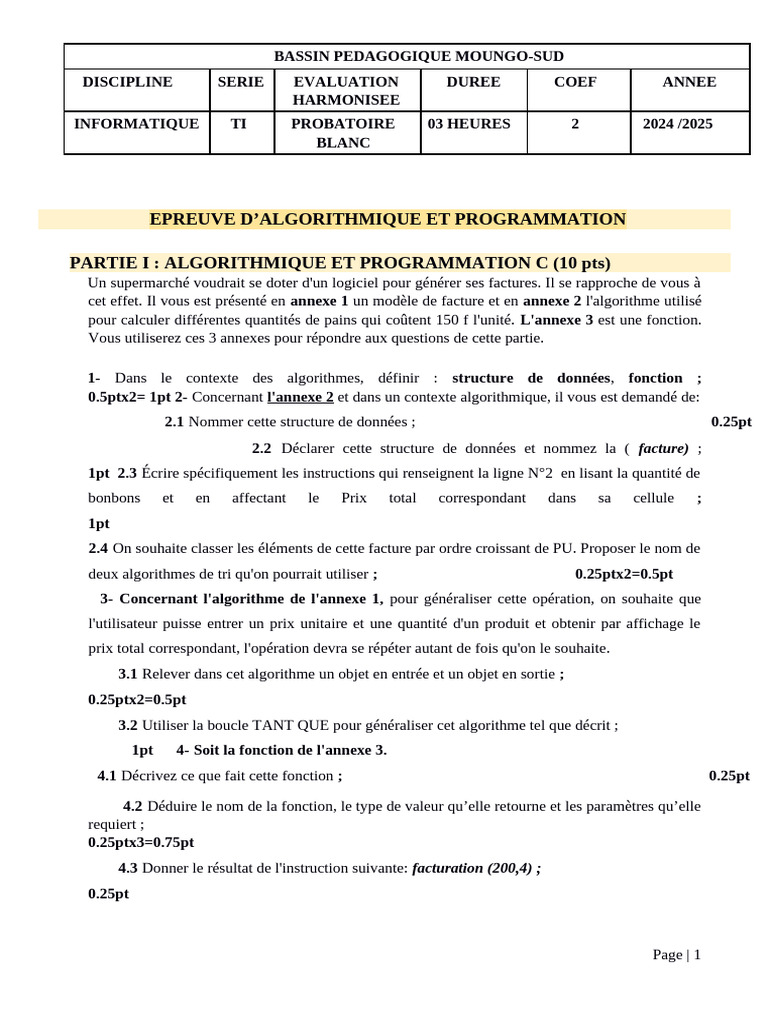 Epreuve Algo Et Prog Première TI + Corrigé | PDF | JavaScript ...