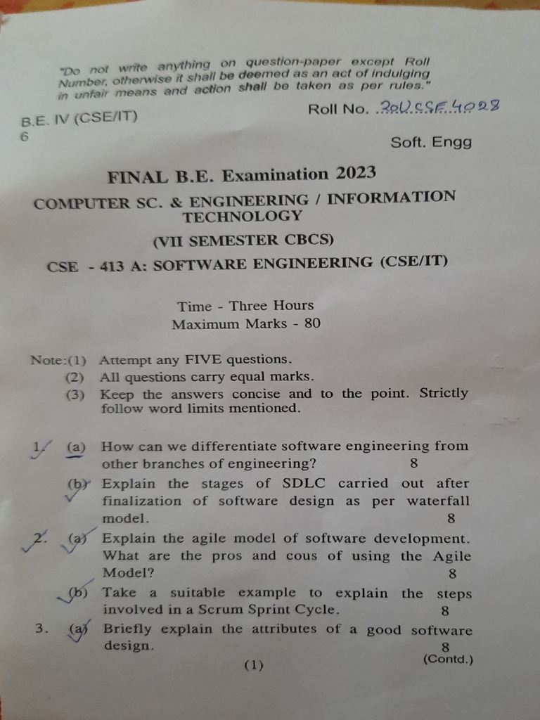 Vikrant CSE 7th 8th Sem 2023 Offline Final Exam Papers-1 | PDF