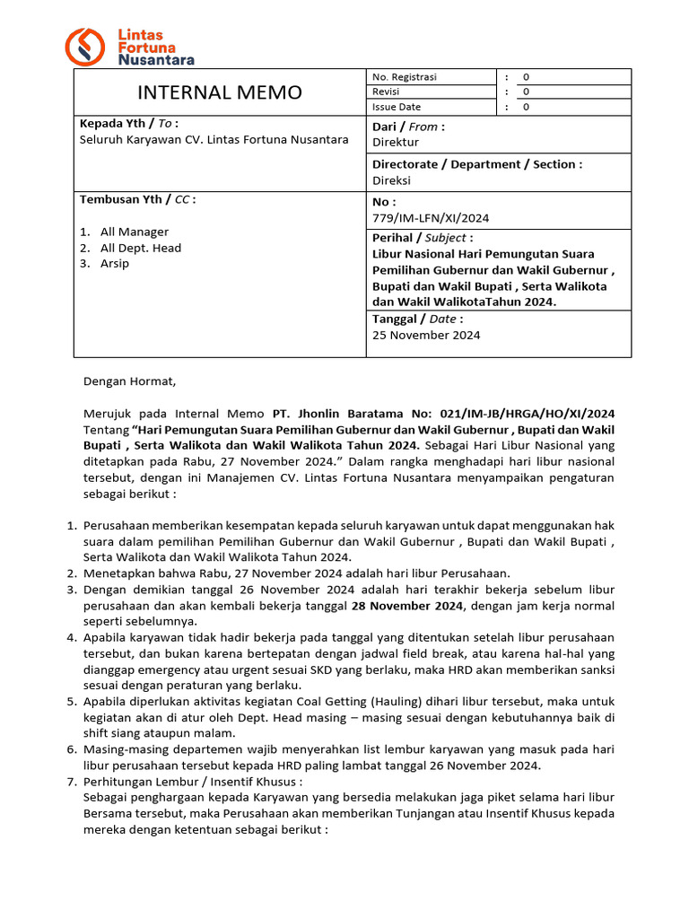 Im - Libur Nasional Hari Pemungutan Suara Pemilihan Umum | PDF