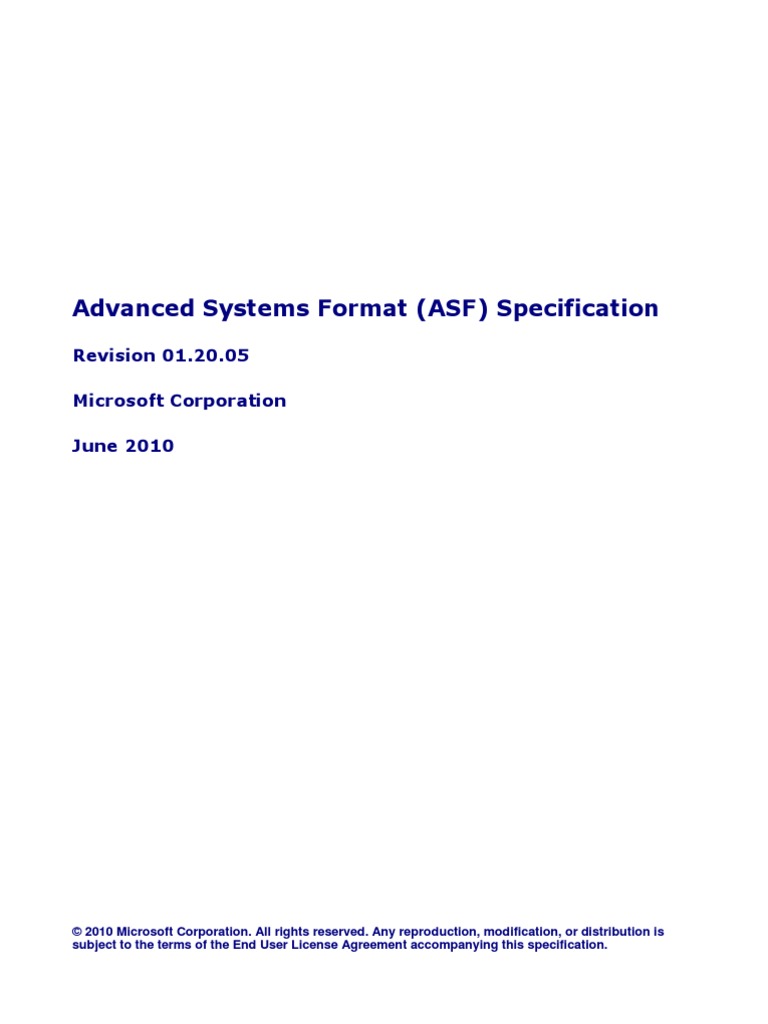ASF Specification | PDF | Computer File | File Format