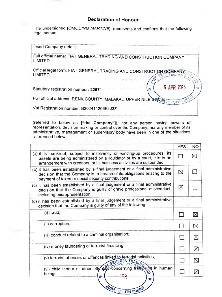 Declaration of Honour | PDF