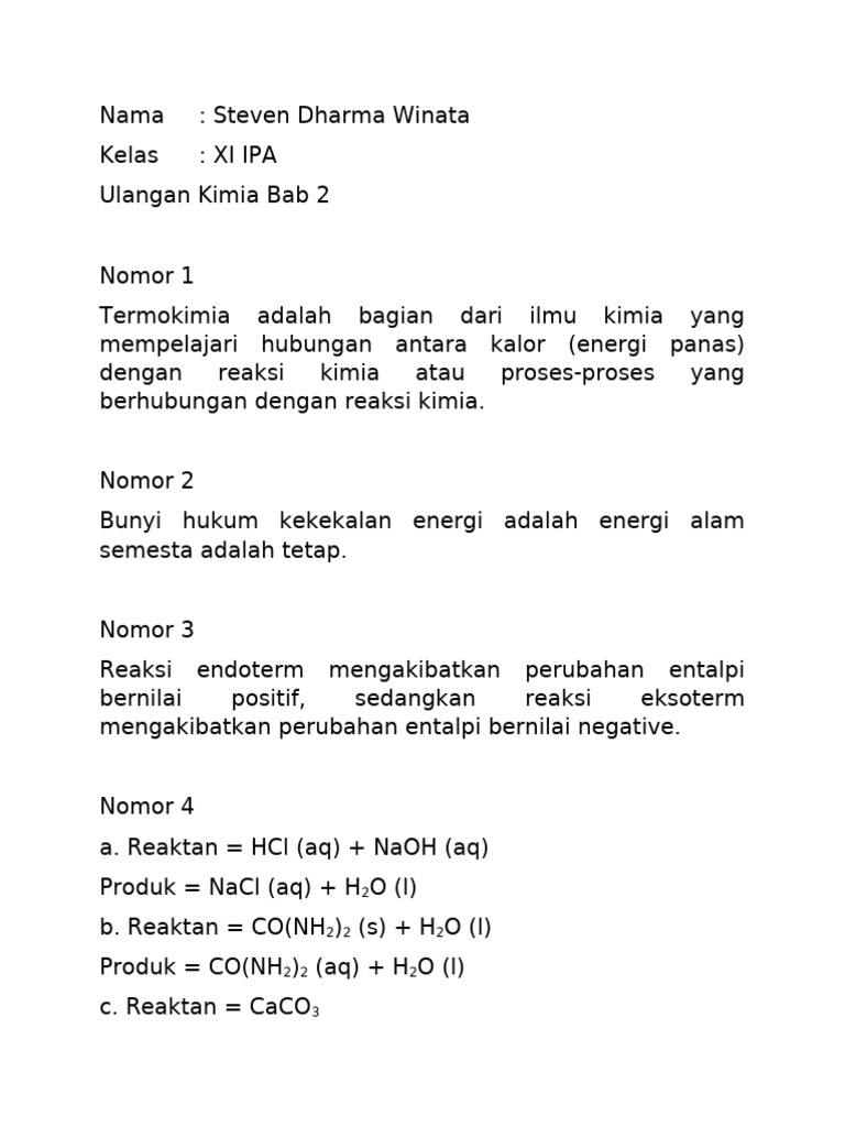 Ulangan Kimia Bab 2 | PDF