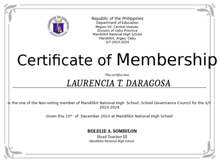 [SGC] Membership Certificate Template | PDF