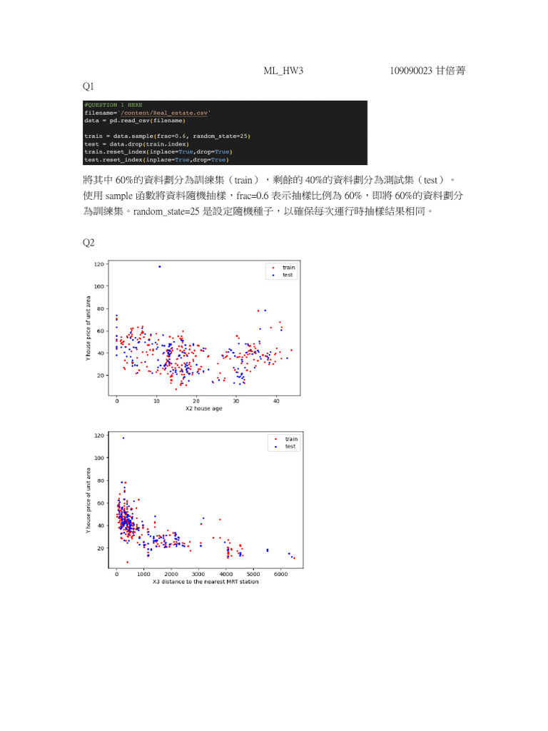 hw3_report_109090023 | PDF | Coefficient Of Determination | Mean Squared Error