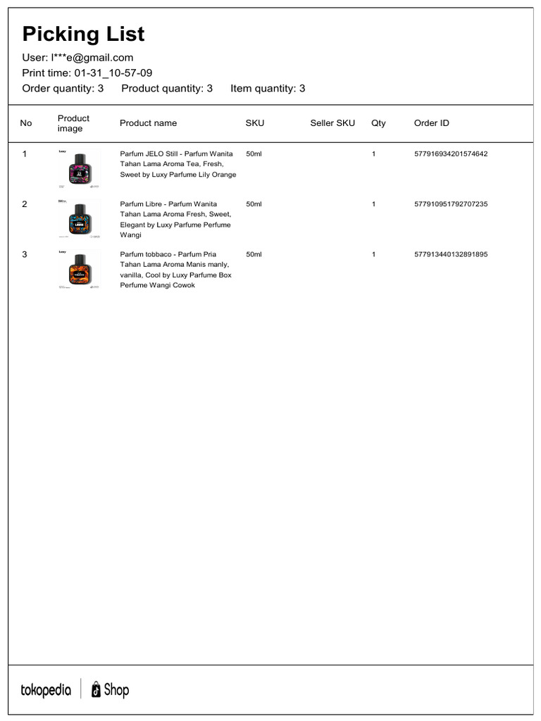01-31 - 10-57-09 - Picking List | PDF
