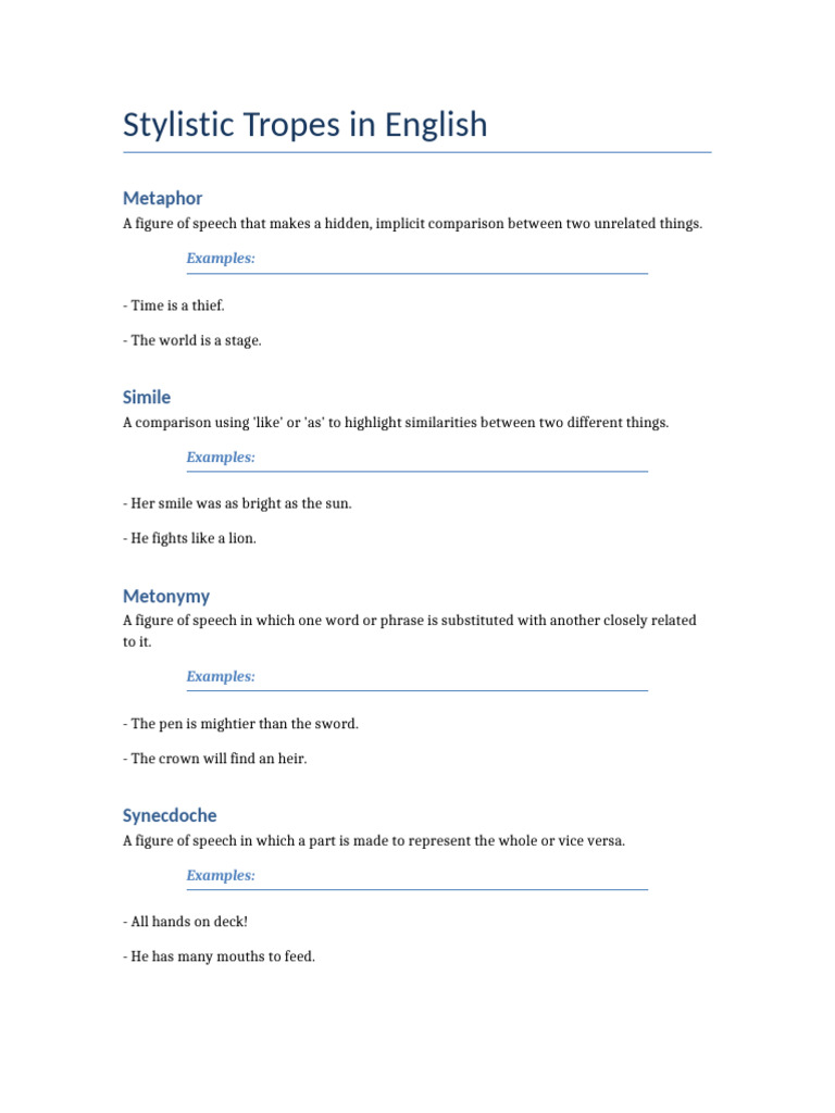 English Stylistic Tropes | PDF
