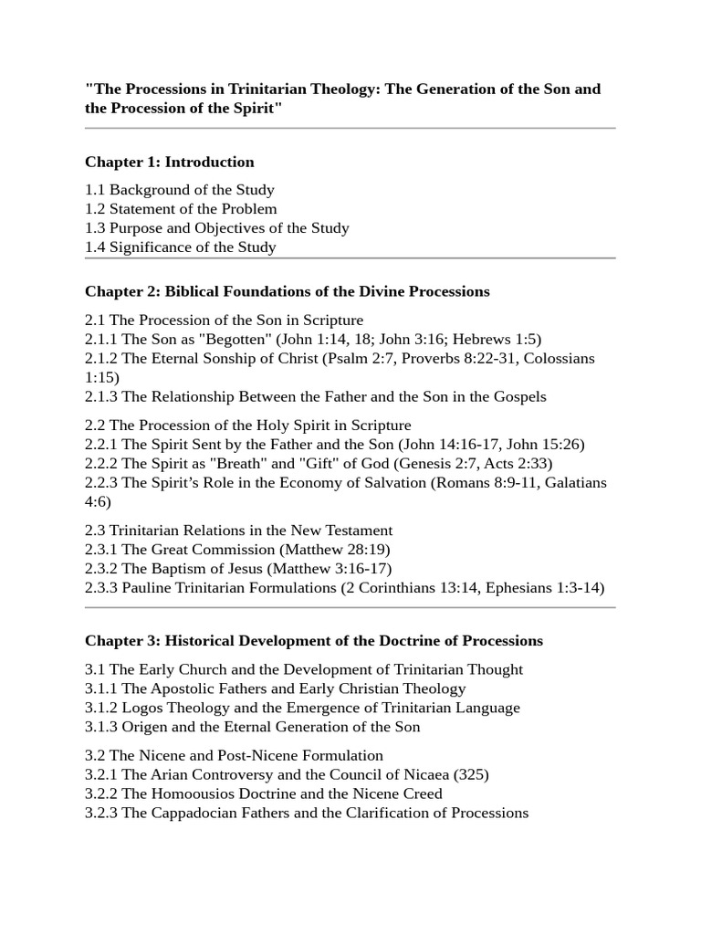 The Processions (Generation of The Son, Procession of The Spirit) in Trinitarian Theology | PDF ...