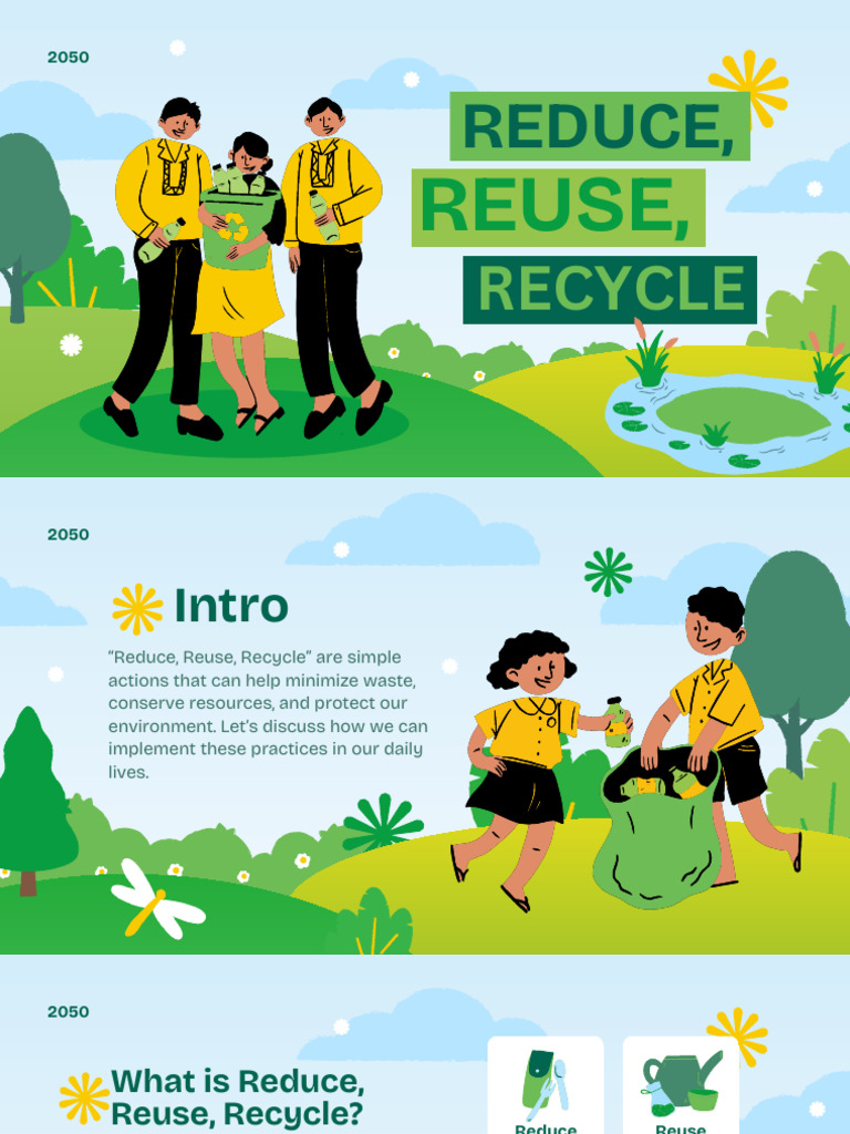 Blue and Green Illustrative Reduce Reuse Recycle Presentation | PDF ...