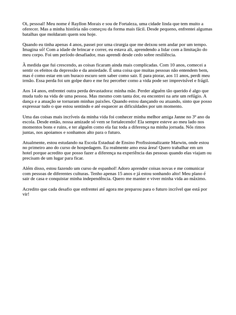 Autobiografia Ray 1º Hosp | PDF