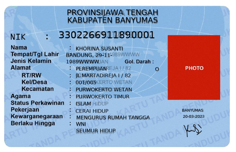 Template KTP untuk Edit Online | PDF