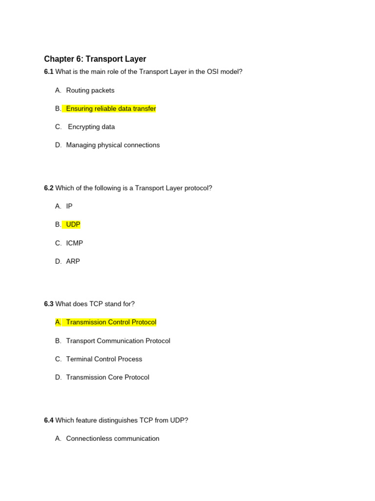 Chapter 6 - Transport Layer | PDF | Transmission Control Protocol | Osi ...
