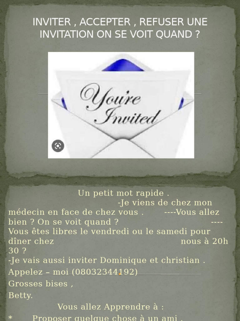 Inviter, Accepter, Refuser Une Invitation On Se Voit Quand | PDF | Nigéria