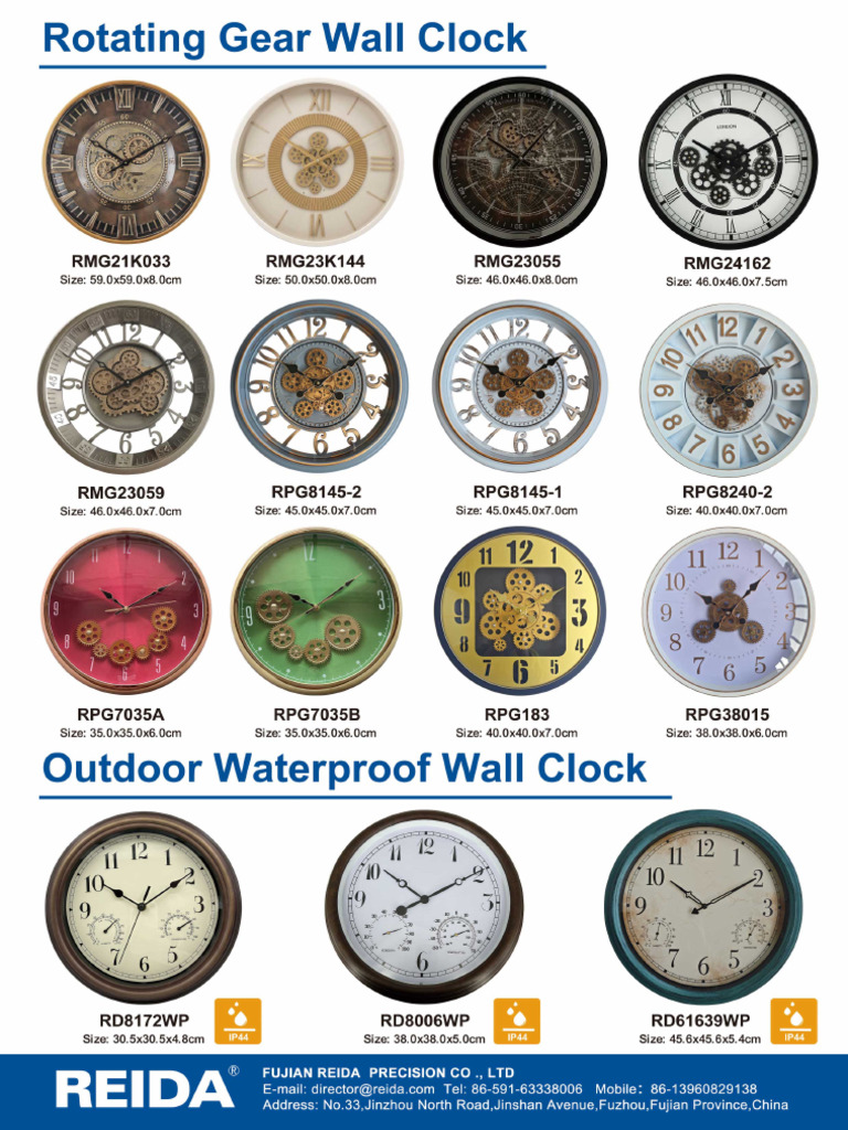 Reida Rotating Gear and Water Proof Wall Clock | PDF