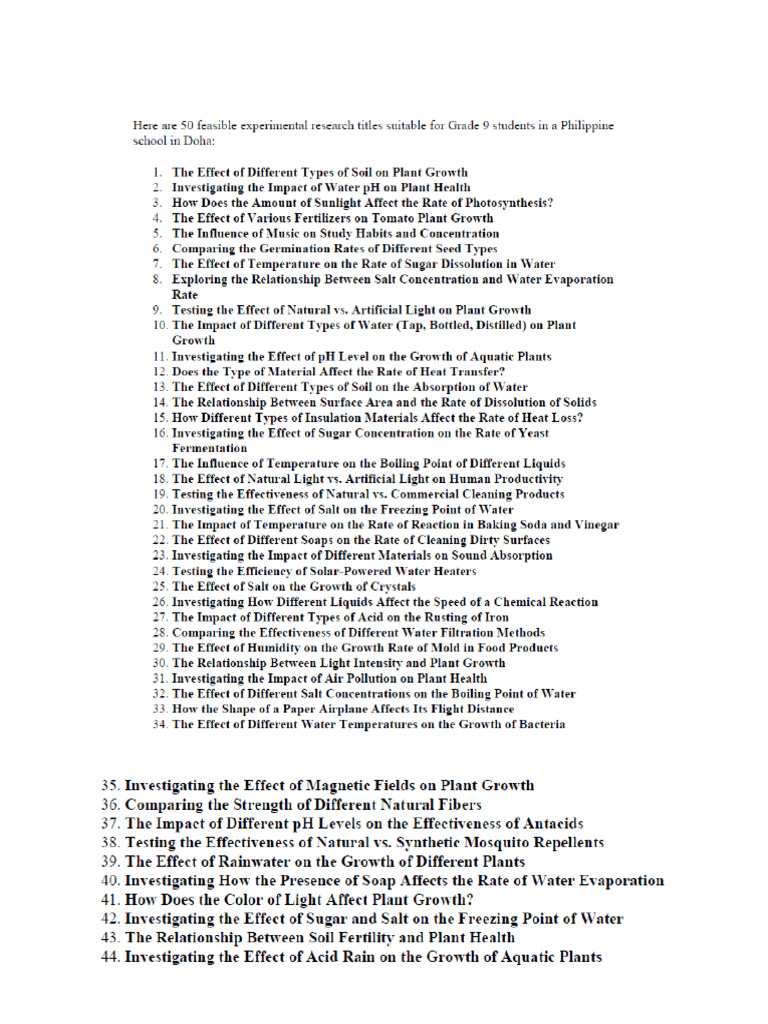 Research Title Ideas | PDF