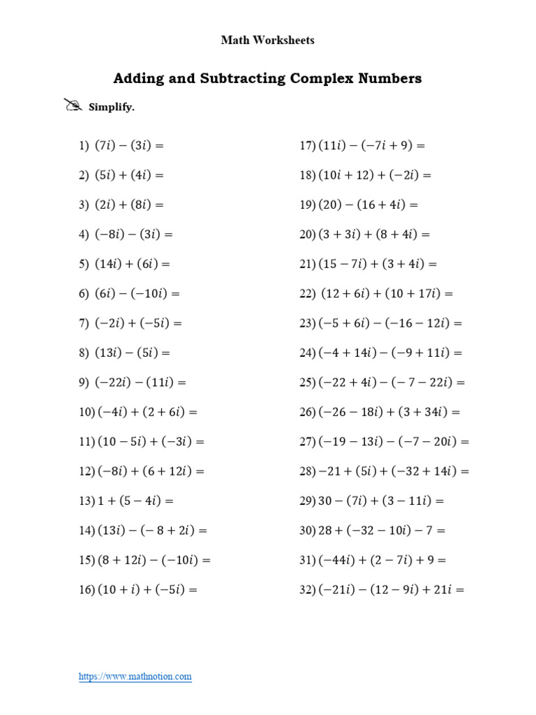 Adding-and-Subtracting-Complex-Numbers-combined | PDF | Subtraction | Area