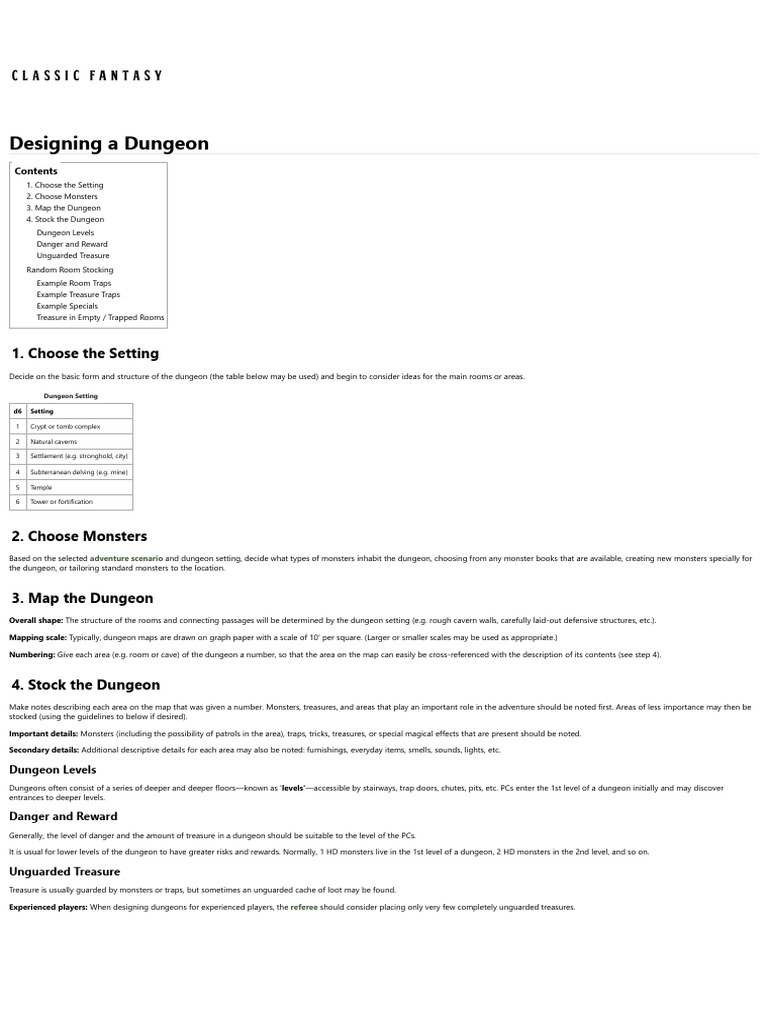 Dungeon Design Guide for RPGs | PDF