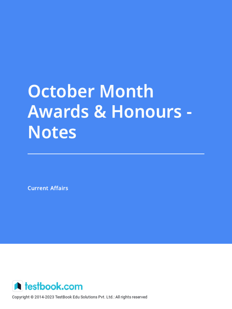 October Month Awards & Honours - Notes | PDF | Nobel Prize