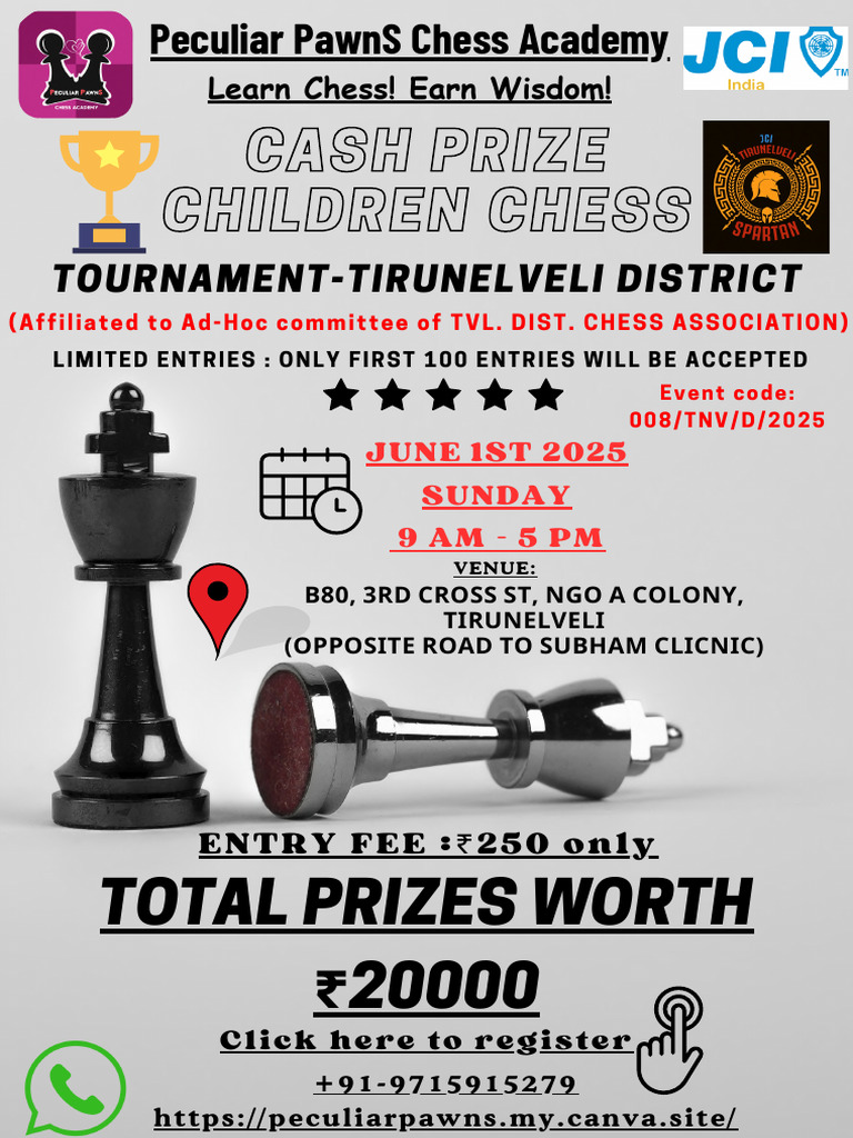TIRUNELVELI DISTRICT CASH PRIZE CHESS TMT JUNE 2025 PROSPECTUS ...