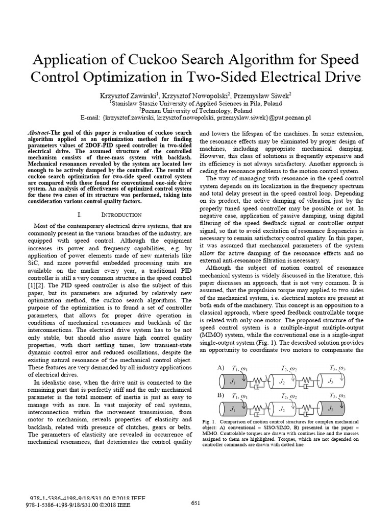 Application of Cuckoo Search Algorithm For Speed Control Optimization in Two-Sided Electrical ...