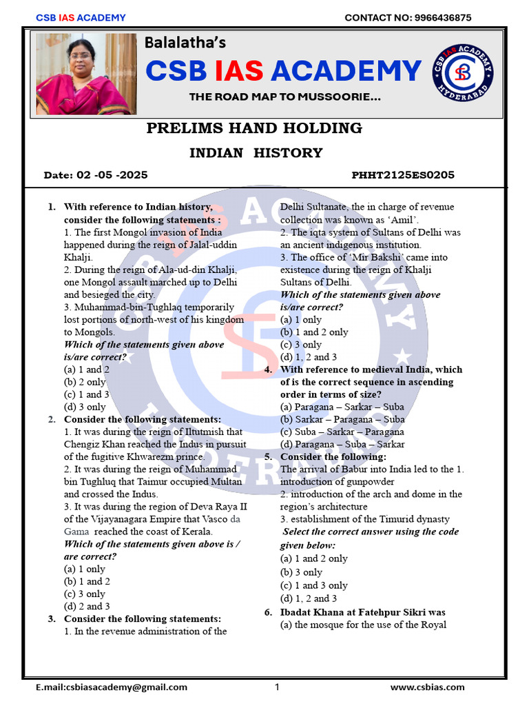 Indian History Prelims Questions Guide | PDF