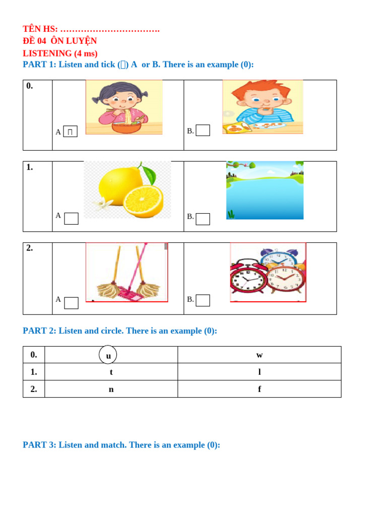 Listening and Reading Practice Test | PDF
