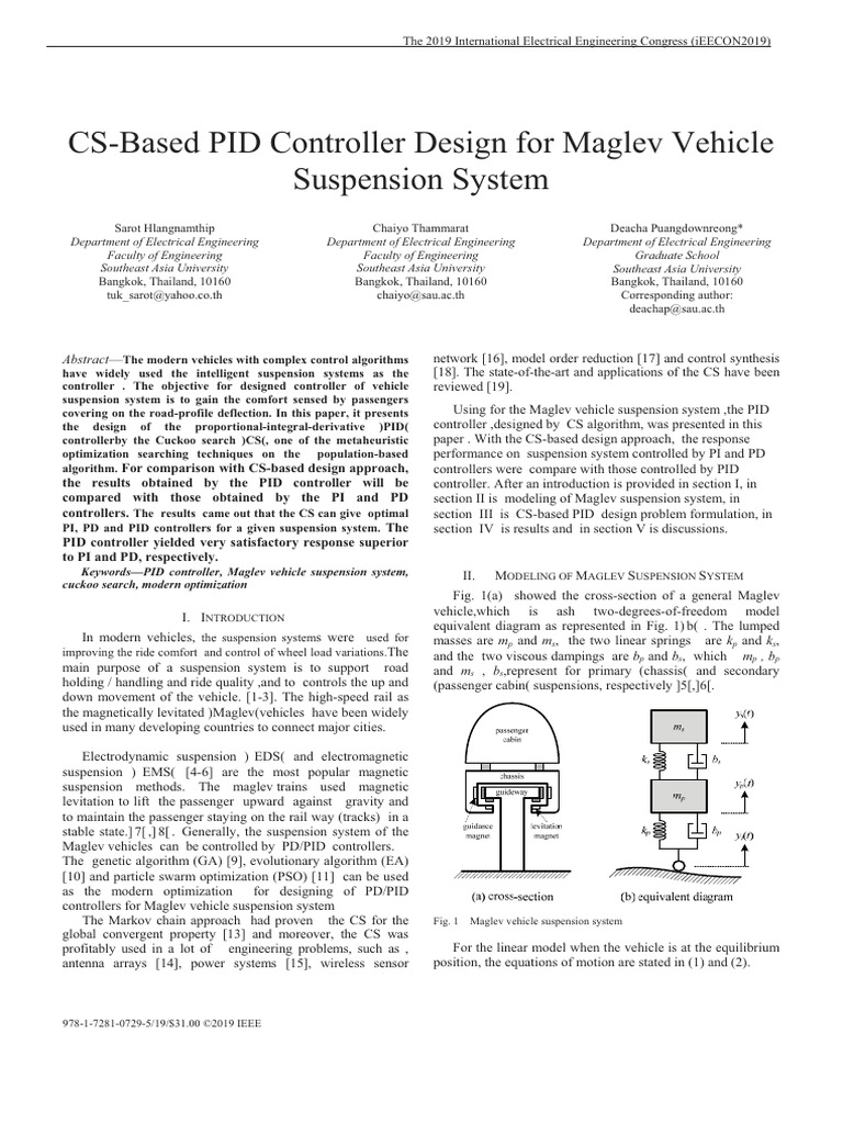 CS-Based PID Controller Design For Maglev Vehicle Suspension System | PDF