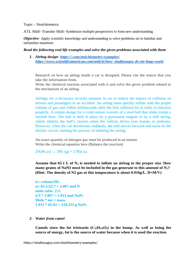 ATL Transfer Skill - Life Application | PDF | Mole (Unit) | Airbag